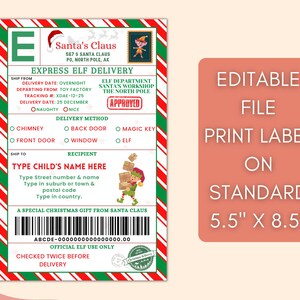 Custom Elf Shipping Label | Printable Christmas Elf Label | Editable ...