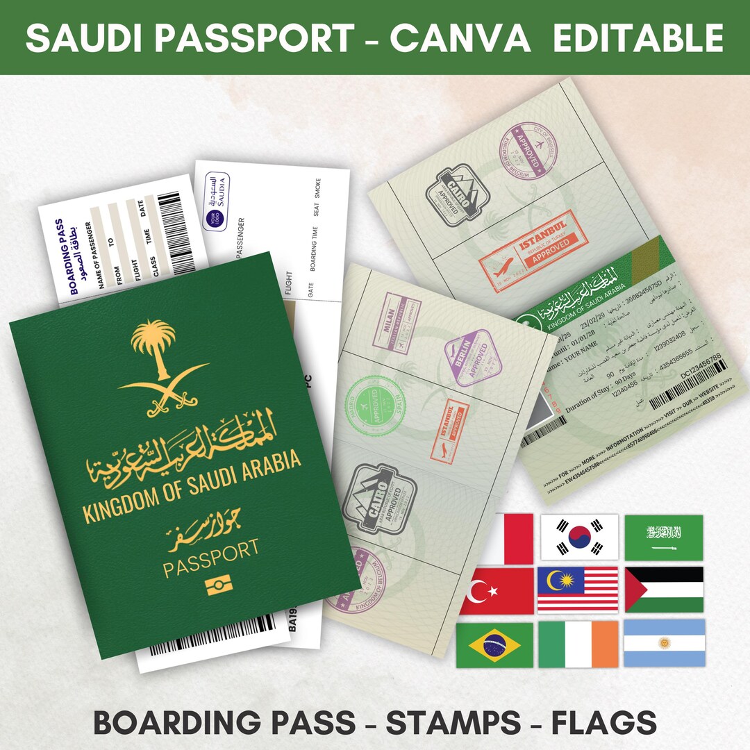 Editable Saudi Arabia Passports for Kids, Printable Passport Kid for ...