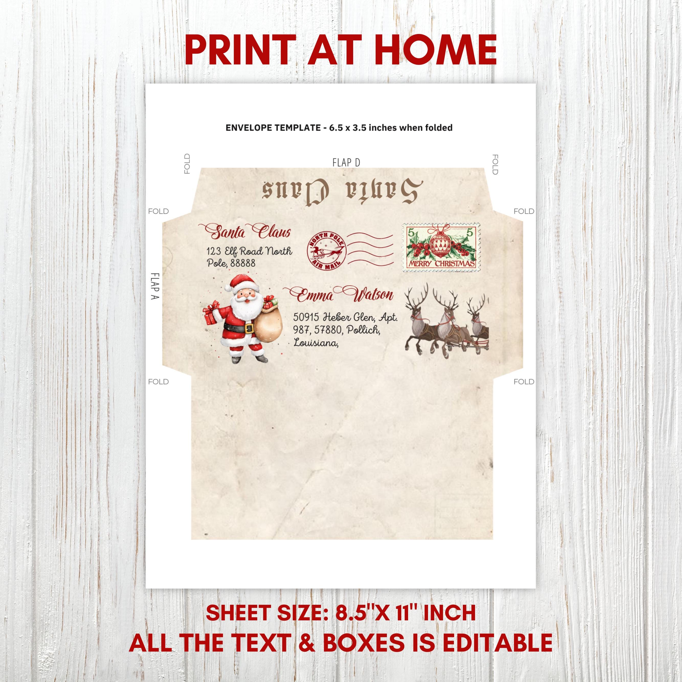 Christmas Santa Mail Envelope, Santa Envelope Template, Official Santa ...