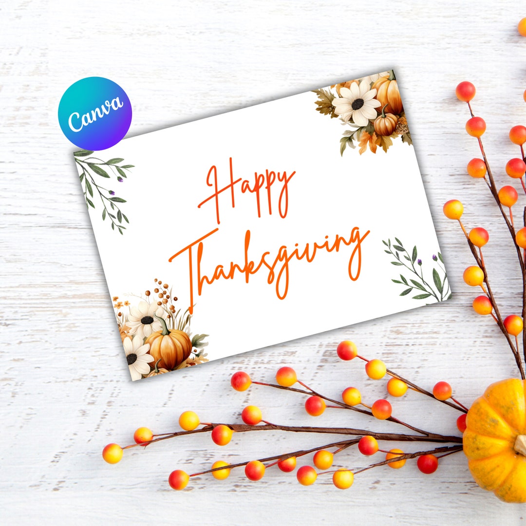 Happy Thanksgiving Card, Printable Thanksgiving Invite, Autumn ...