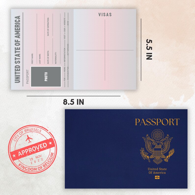 Editable Us Passports for Kids, Printable Passport for Kid for Playing ...