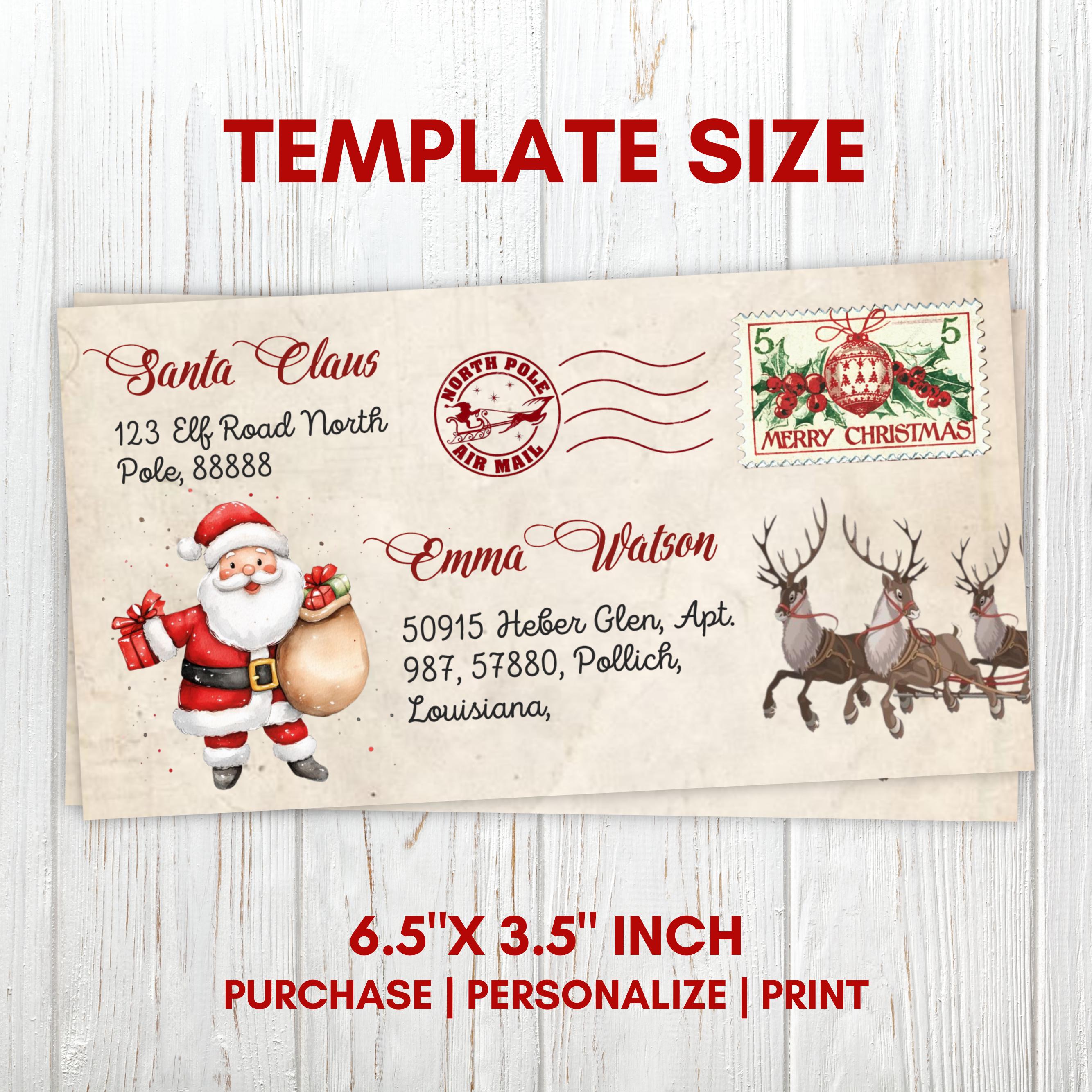 Christmas Santa Mail Envelope, Santa Envelope Template, Official Santa ...