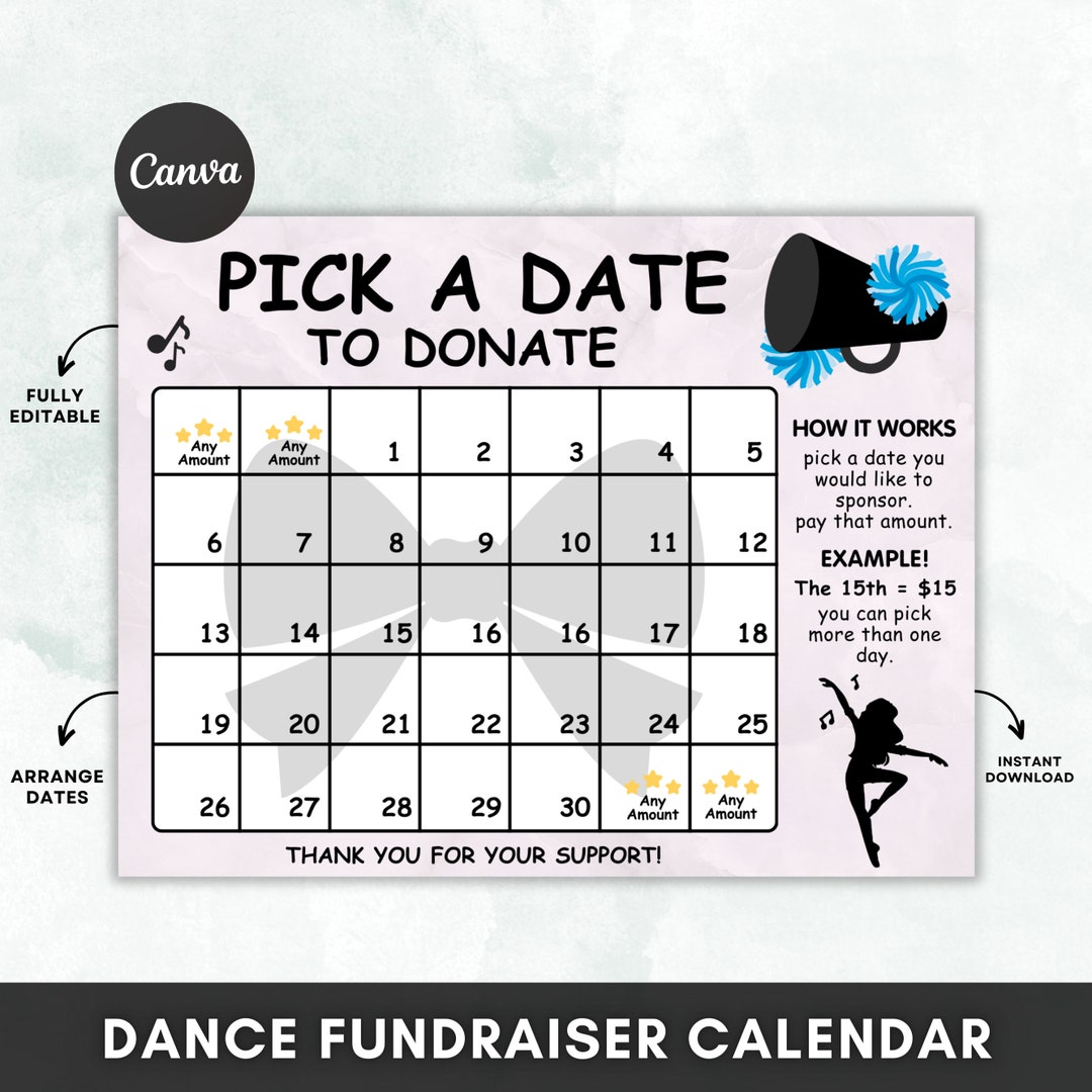 Editable Dance Template Pick a Date to Donate Fundraiser, Fill My ...