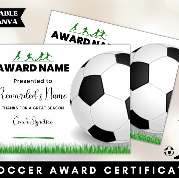 Soccer Award Template - Etsy