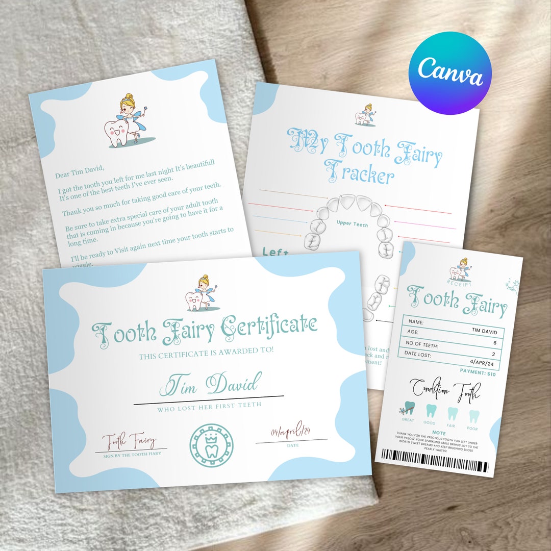 Tooth Fairy Bundle, Tooth Fairy First Letter Tooth, Tooth Fairy Receipt ...
