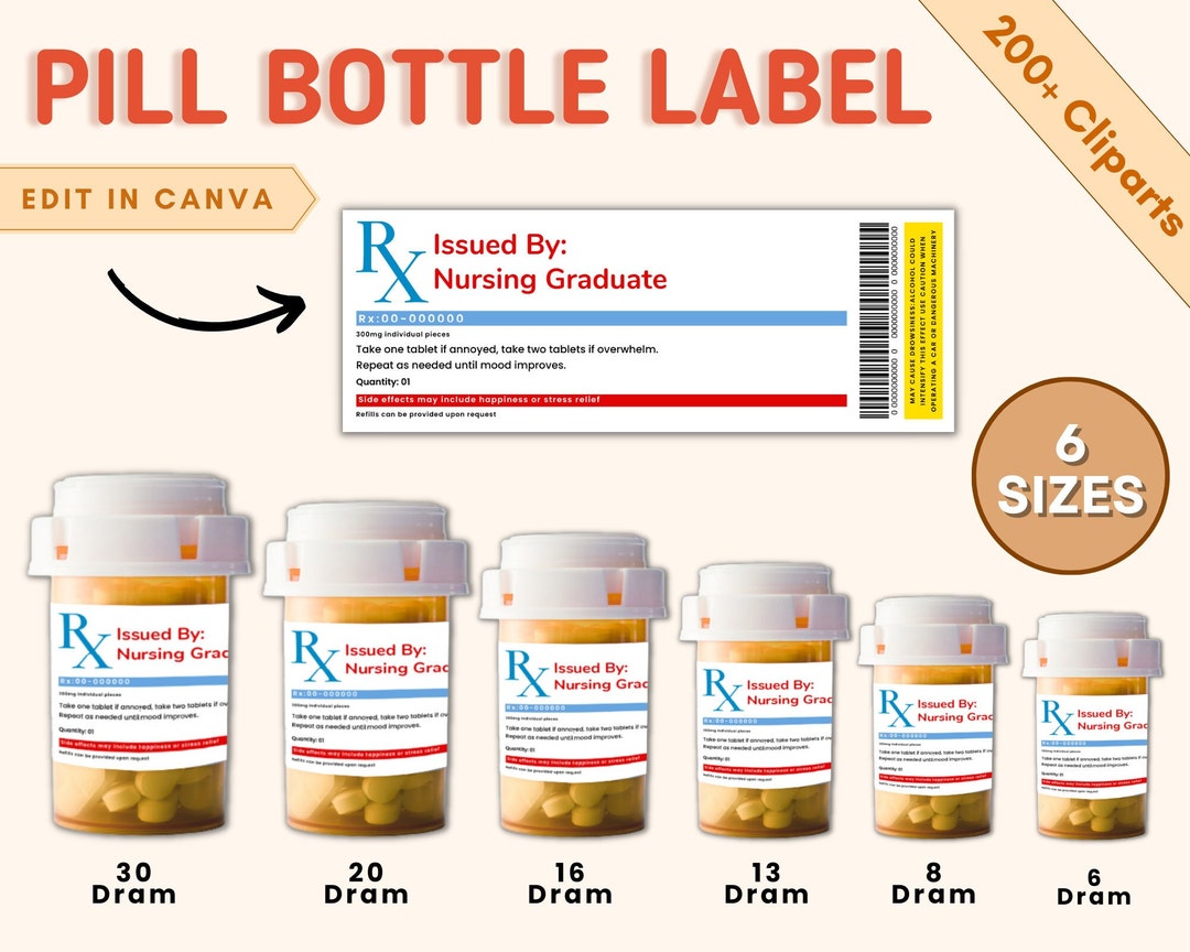 Prescription Label Template Editable Pill Bottle Label RX - Etsy
