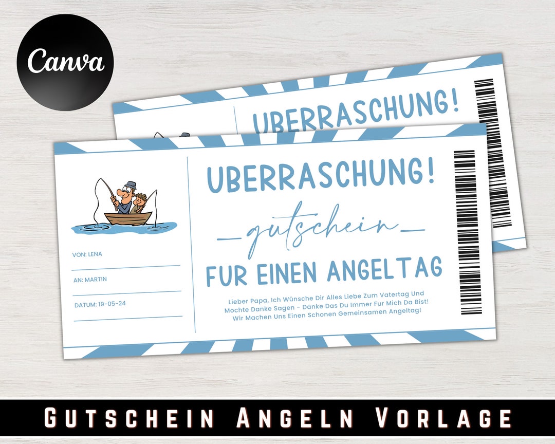 Fishing Voucher Template | Fishing Trip Voucher to Print | Gift Idea ...