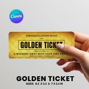 Golden Ticket Template, Printable Golden Ticket Editable Template ...