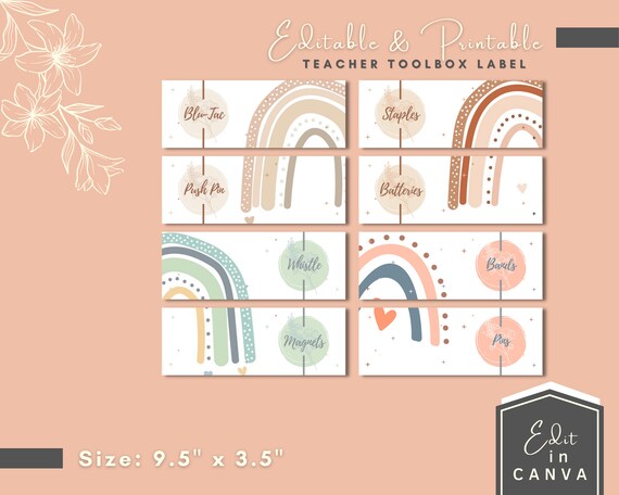 Boho Rainbow Teacher Toolbox Labels Teacher Drawer Labels - Etsy