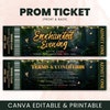 Prom Ticket Template, Prom Enchanted Forest Ticket Invitation, Editable ...