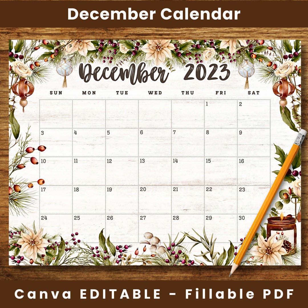 Fillable/editable December Calendar, Christmas Countdown Calendar 2023 ...