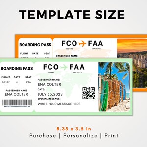 Editable Hawaii Boarding Pass Template, DIY Surprise Trip to Hawaii ...