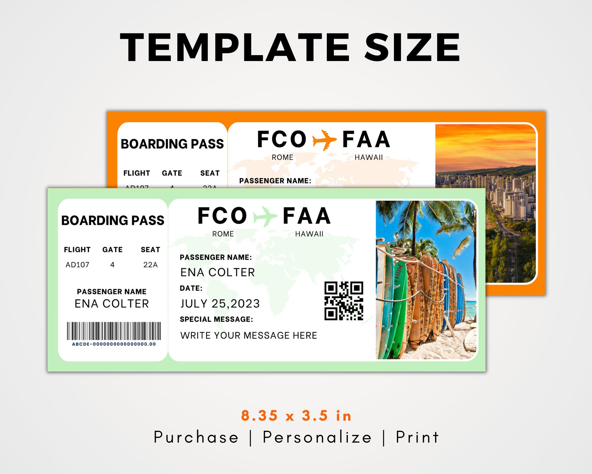 Editable Hawaii Boarding Pass Template DIY Surprise Trip to - Etsy ...