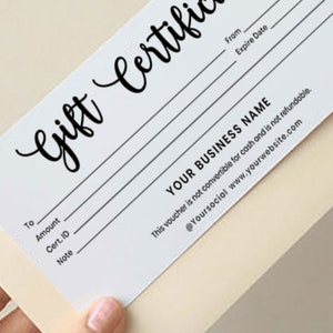 Gift Certificate Template, DIY Printable Gift Voucher Certificate ...