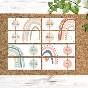 Boho Rainbow Teacher Toolbox Labels, Teacher Drawer Labels, Rolling ...