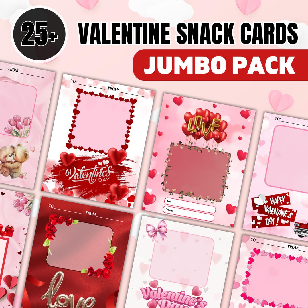 Valentine's Day Jumbo Snack Card Canva Template, Jumbo Treat Card ...