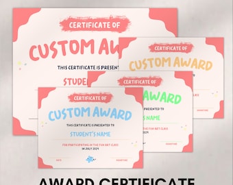 Custom Award Certificate Canva Template Bundle | Editable Digital ...