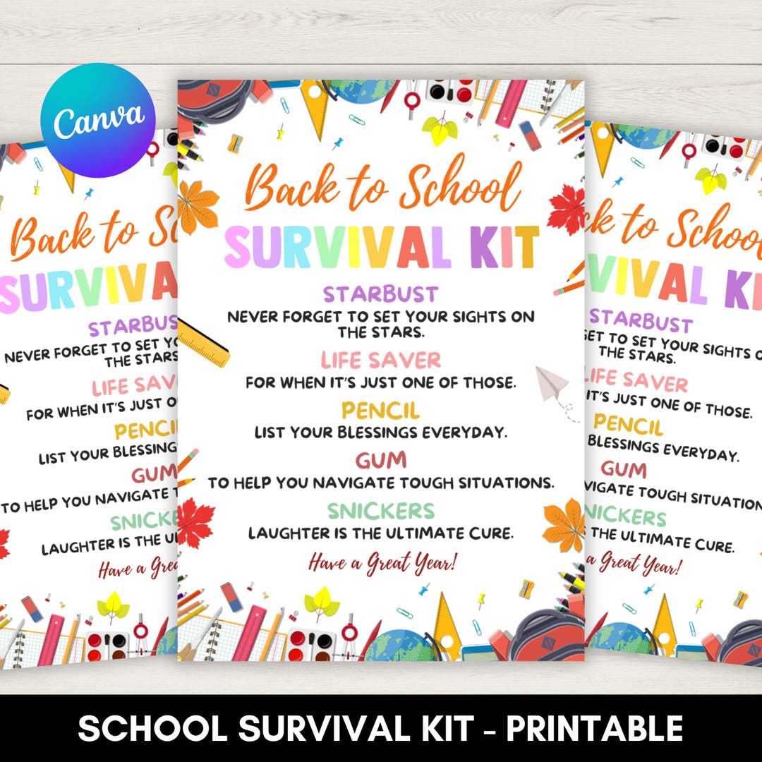 EDITABLE Back to School Survival Kit Gift Tags | Back to School Student ...