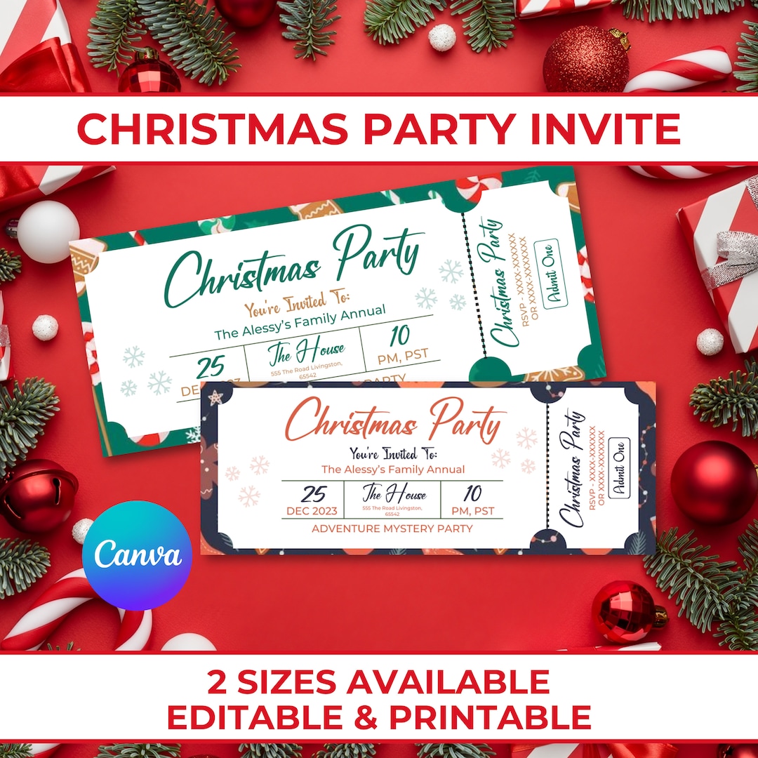 Editable Christmas Party Invitation Template, Christmas Tree Party ...