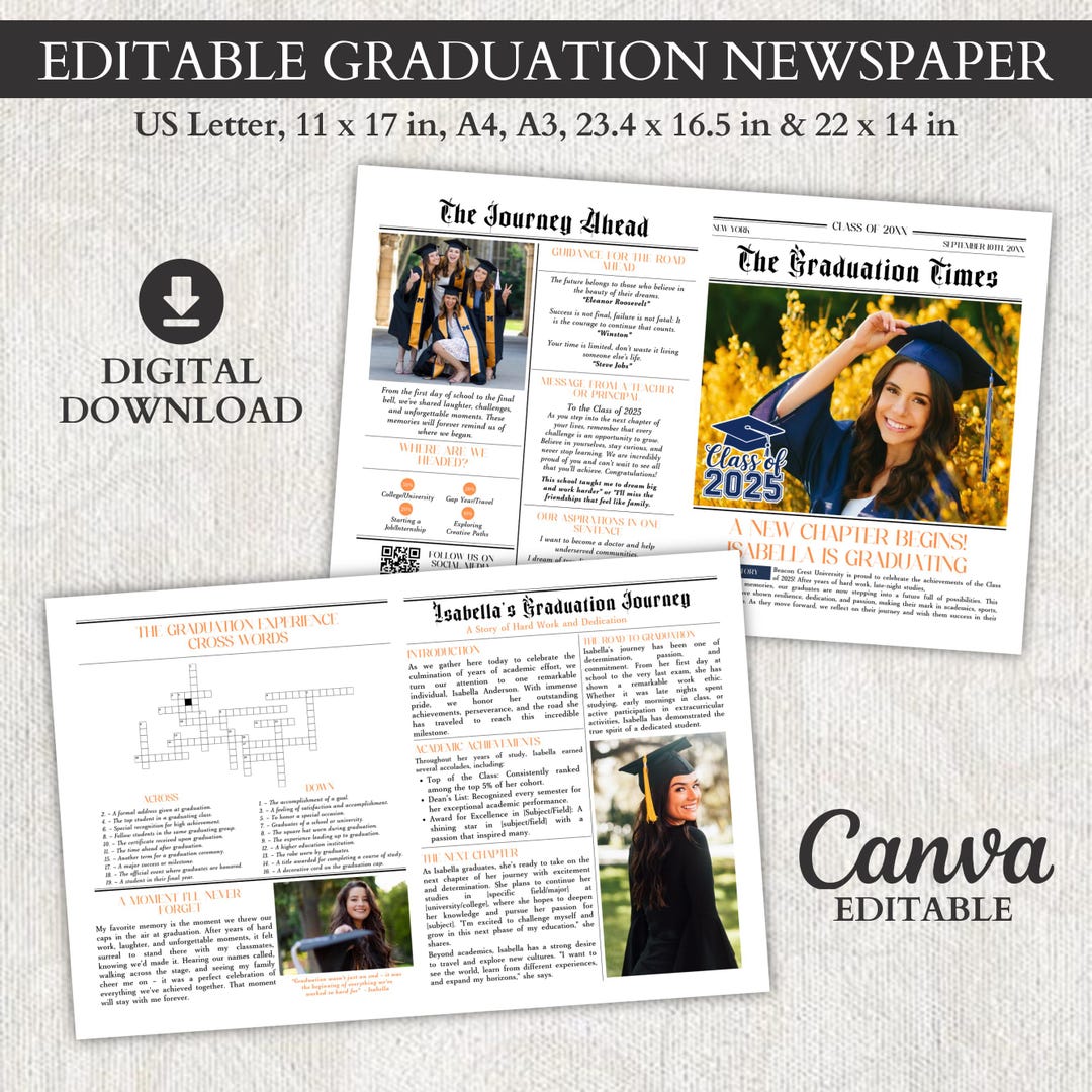 Canva Graduation Newspaper Template, Large Graduation Newspaper ...