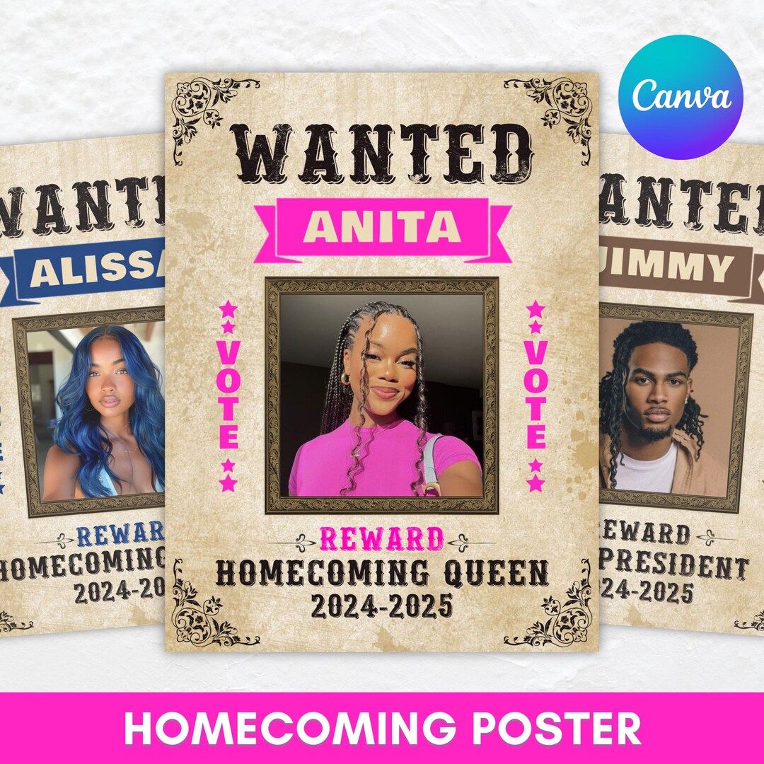 Editable Wanted Poster Homecoming Queen, Homecoming Poster, Homecoming ...