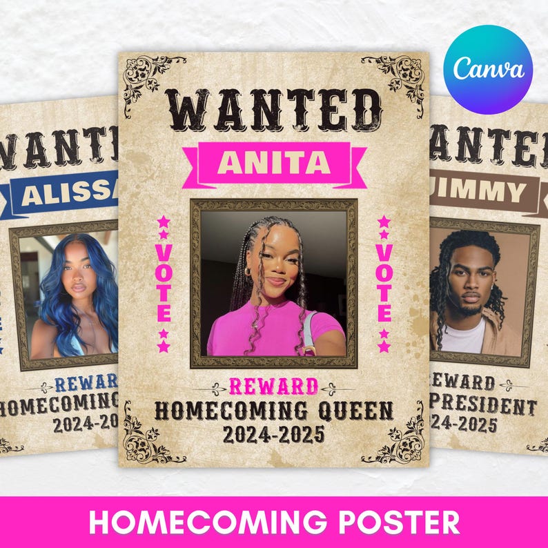 Editable Wanted Poster Homecoming Queen, Homecoming Poster, Homecoming ...
