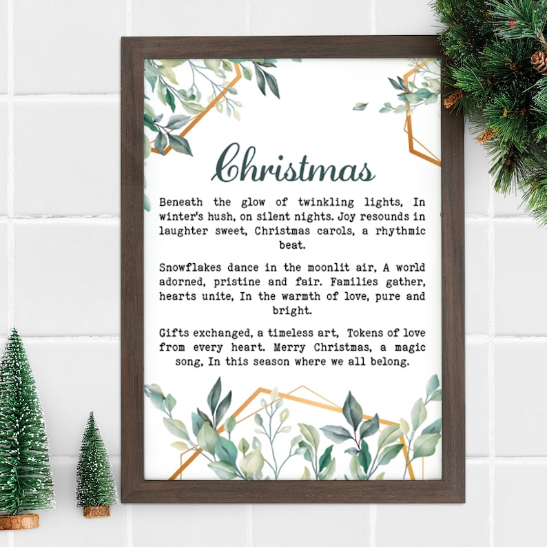 Christmas Poem Christmas Poem Card Christmas Prayer Christmas Wall Art ...