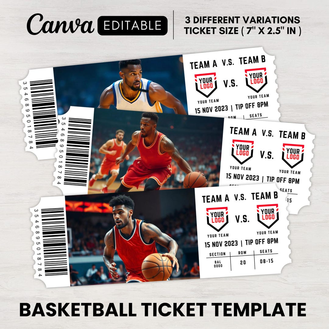 Editable Basketball Ticket, Custom Basketball Surprise Gift Ticket ...