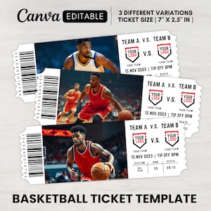 Editable Basketball Ticket, Custom Basketball Surprise Gift Ticket ...