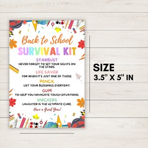 EDITABLE Back to School Survival Kit Gift Tags | Back to School Student ...
