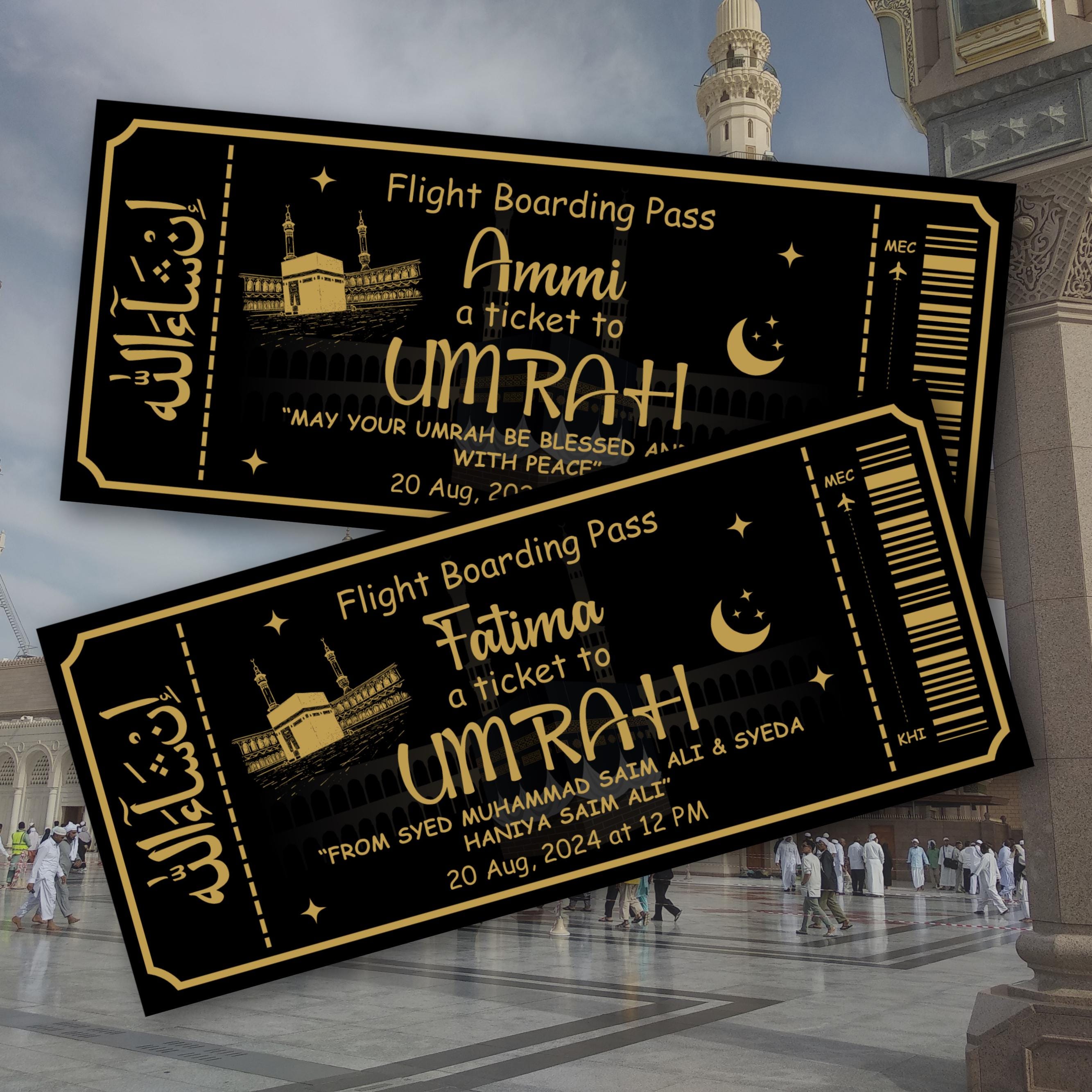 Editable Umrah Mubarak Boarding Pass, Umrah Plane Ticket, Makkah Umrah ...