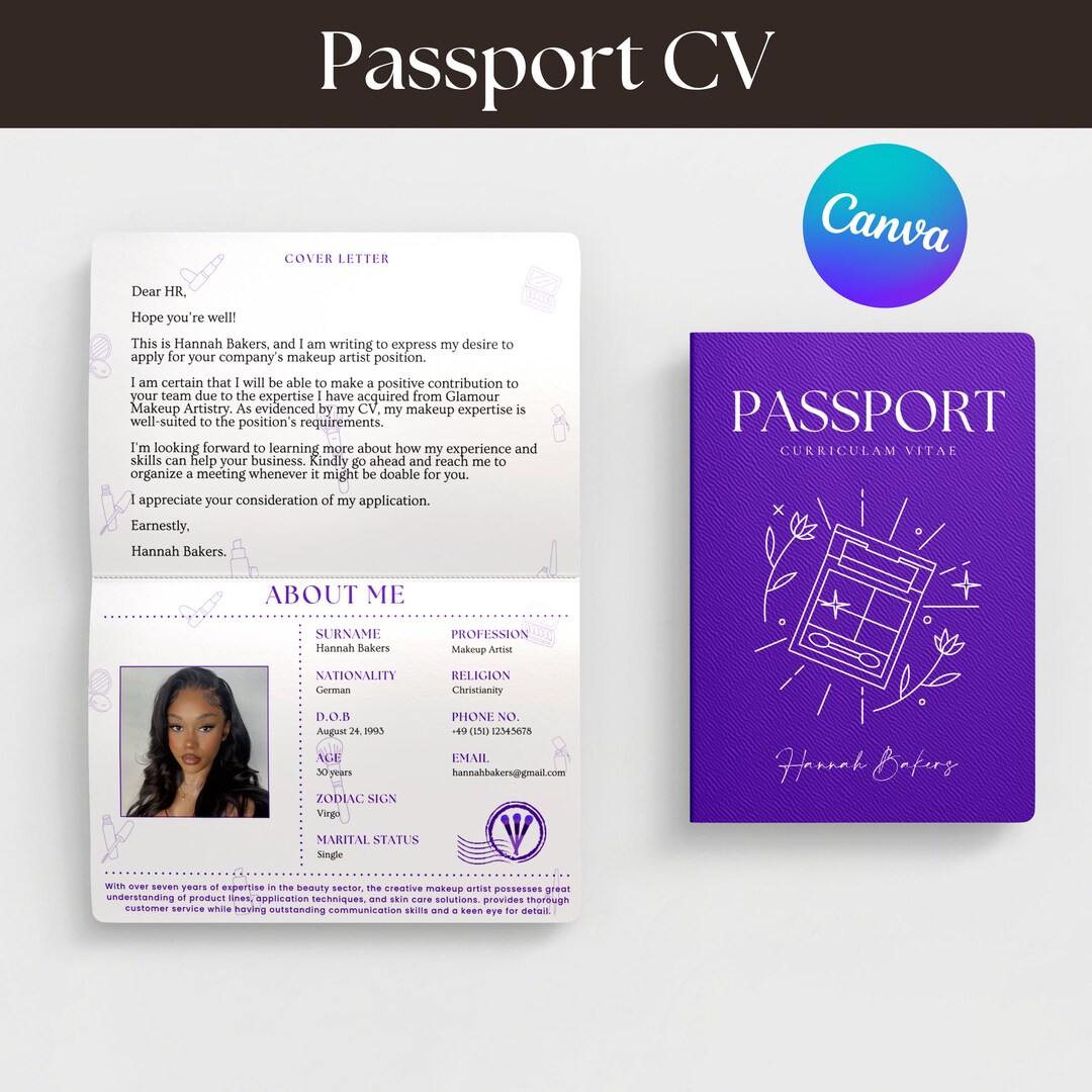 Passport CV Template, CV Template With Photo, Passport Resume With ...