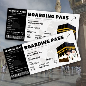 Hajj Boarding Pass, Editable Umrah Mubarak Boarding Pass, Hajj Plane ...