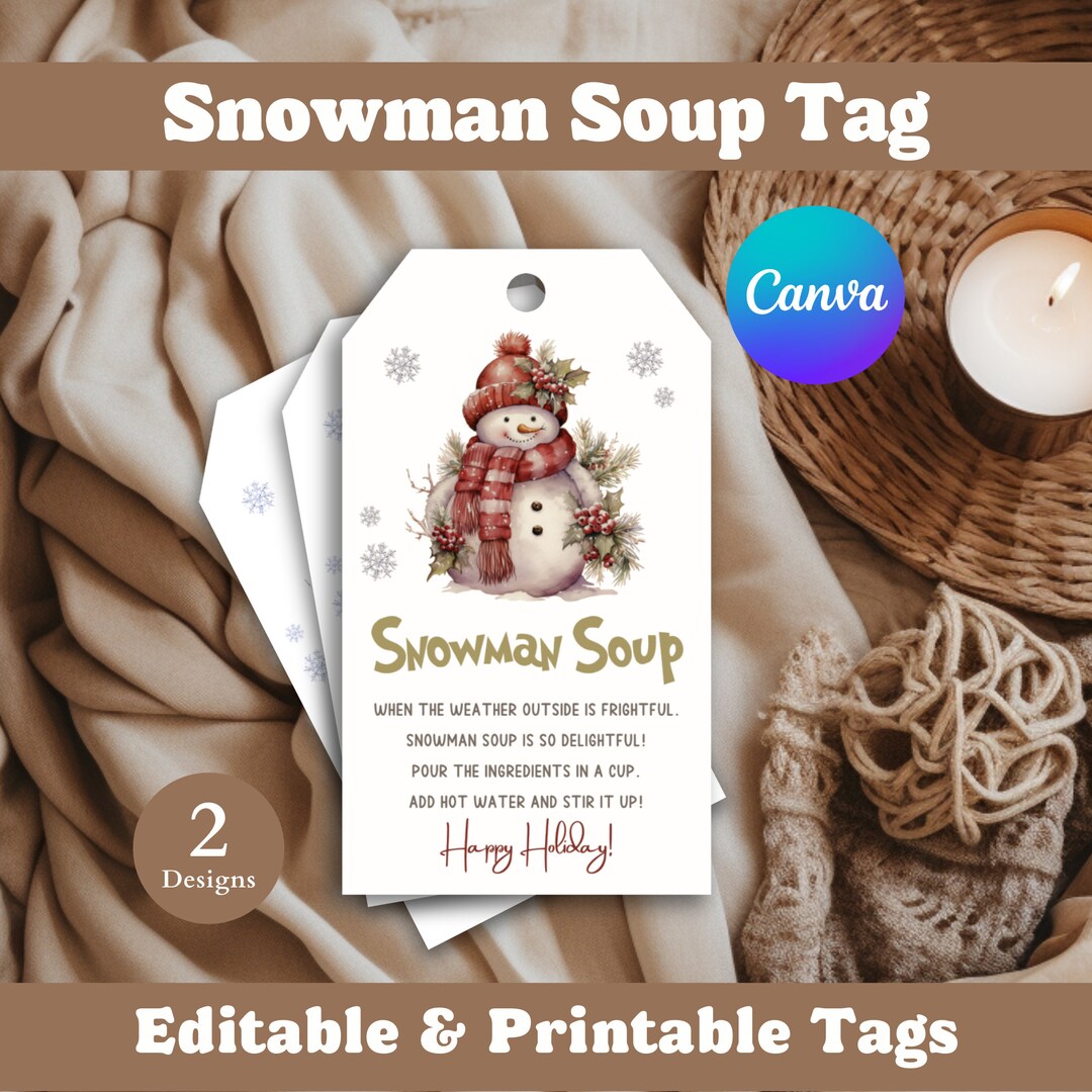 Snowman Soup Hot Cocoa Printable School Treat Classroom Holiday Treat ...