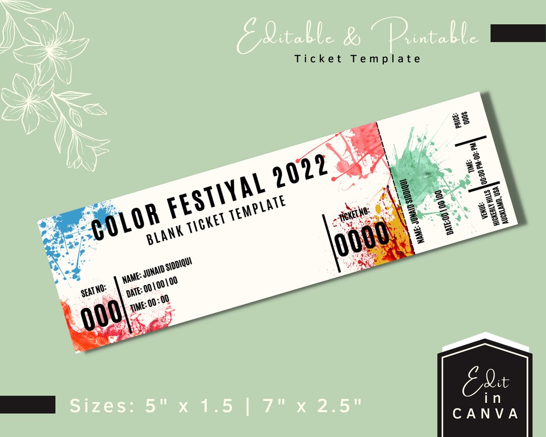 Event Ticket Printables, Editable Event Tickets, DIY Event Ticket ...