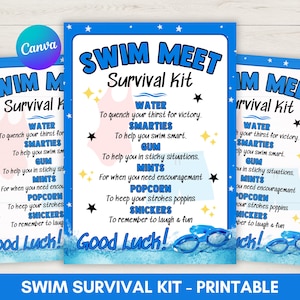 Editable Swim Survival Kit, Swim Gift Bags, Swim Team Survival Kit ...