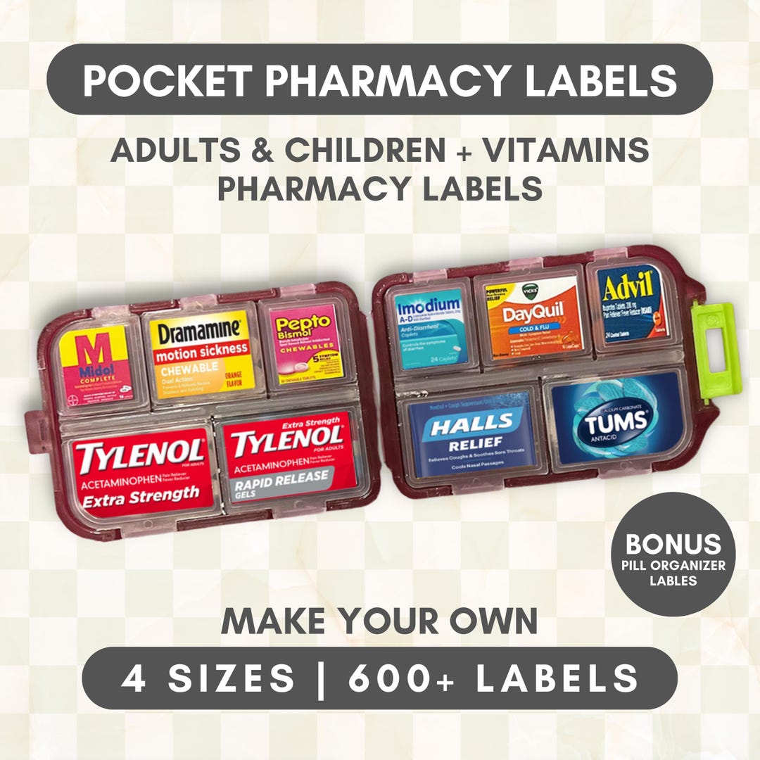 600+ Pocket Pharmacy Labels, Printable Medicine Labels, Pill Labels ...