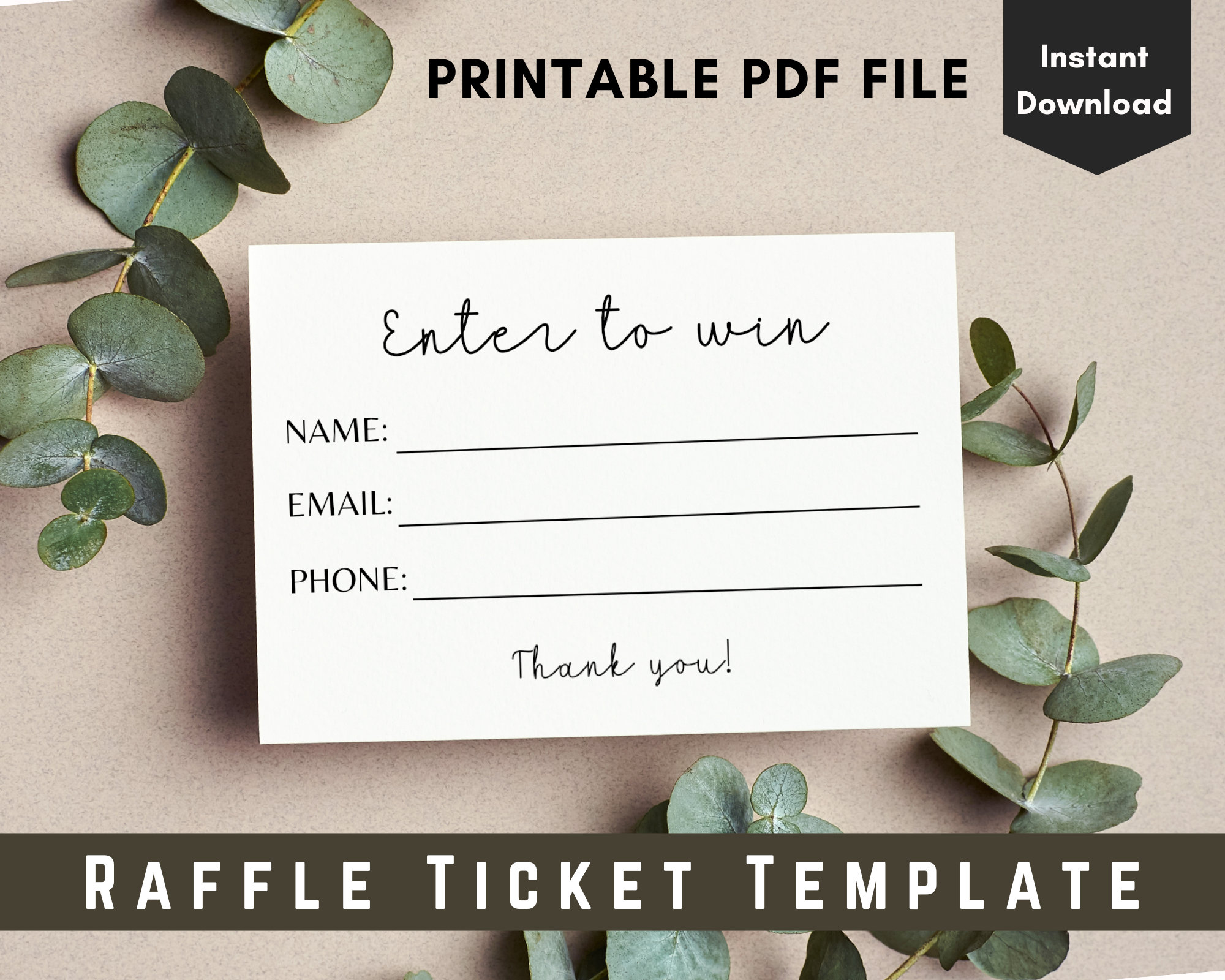 Raffle Ticket Template Printable Enter to Win Event Ticket - Etsy