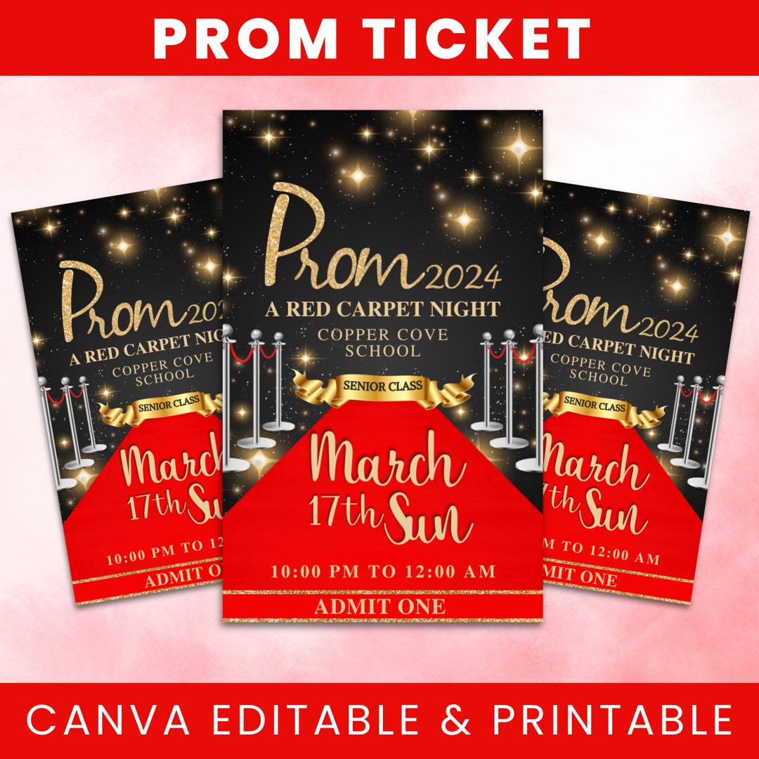 Prom Ticket Template, Prom Red Carpet Theme Ticket, Ticket Template ...