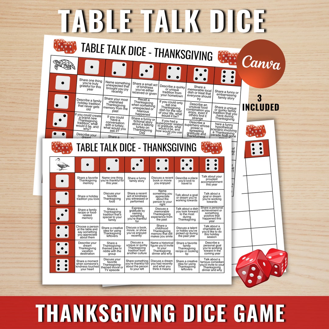 Dicebreaker Roll and Tell Game, Thanksgiving Icebreaker Game ...