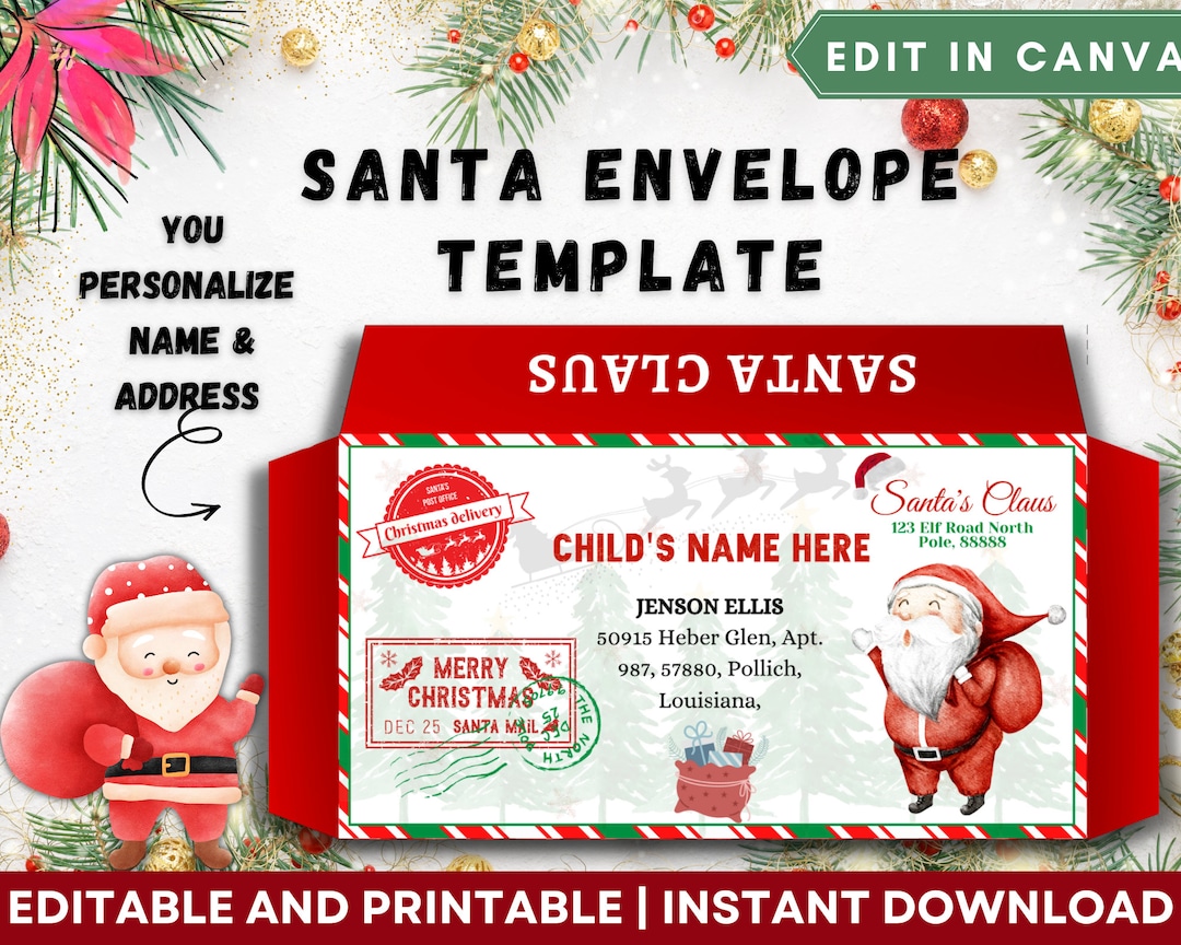 Official Santa Claus Envelope Template, North Pole Mail, Santa Mail ...
