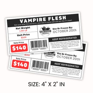 Editable Halloween Meat Labels, Fake Food Labels, Meat Stickers, Zombie ...