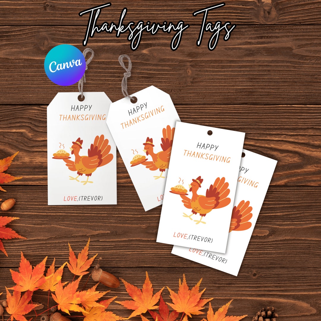 Thanksgiving Tags Printable, Printable Fall Gift Tag, Turkey ...