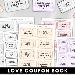 Love Coupon Book, Editable Love Coupons, Printable Love Coupons, Coupon ...