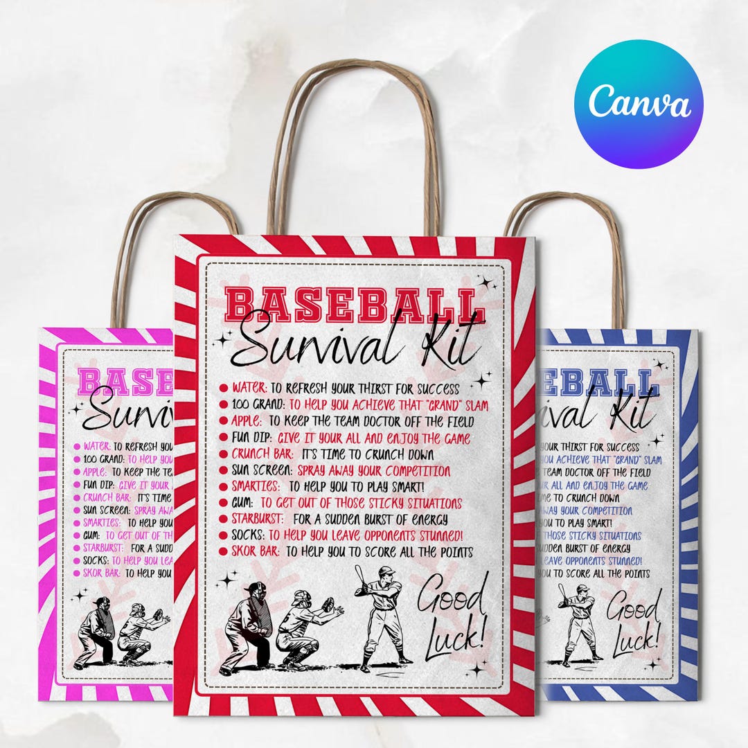 Printable Baseball Survival Kit, Baseball Gifts, Baseball Survival Kit ...