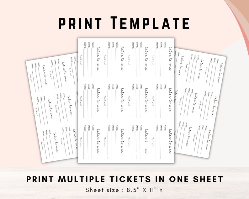 Raffle Ticket Template Printable Enter to Win Event Ticket - Etsy