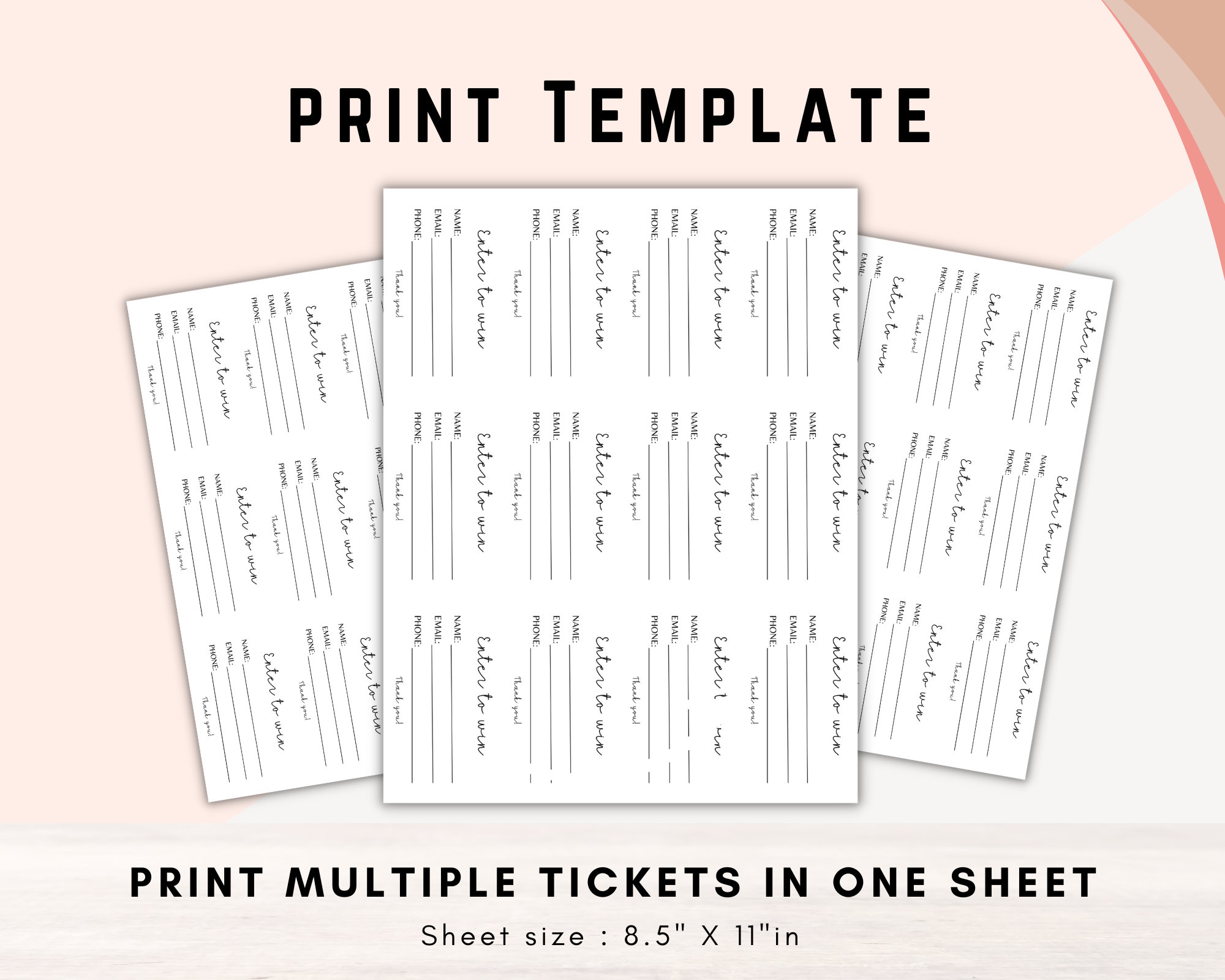 Raffle Ticket Template, Printable Enter to Win, Event Ticket, Printable ...