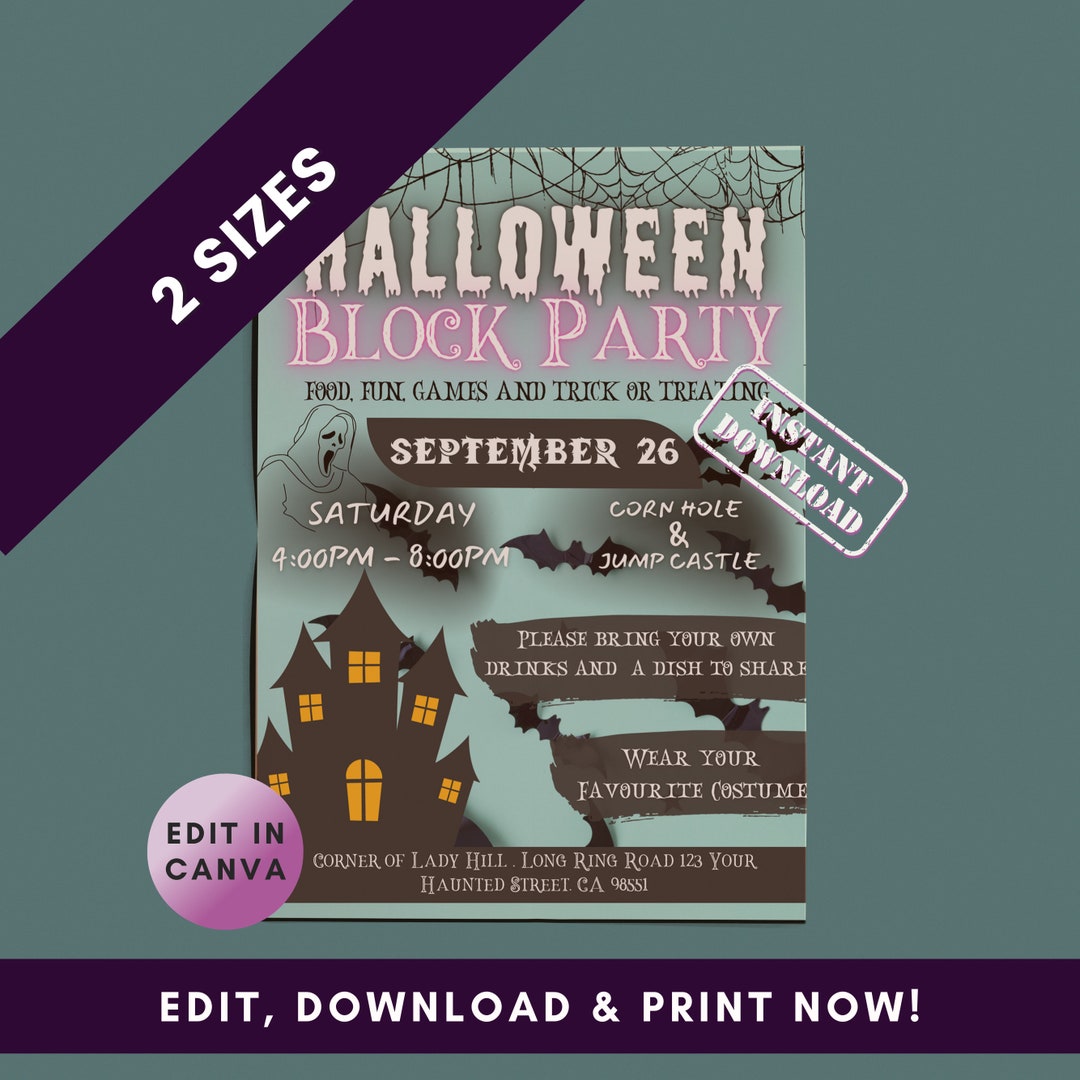 Editable Fall Block Party Flyer Template, Autumn Block Party Event ...