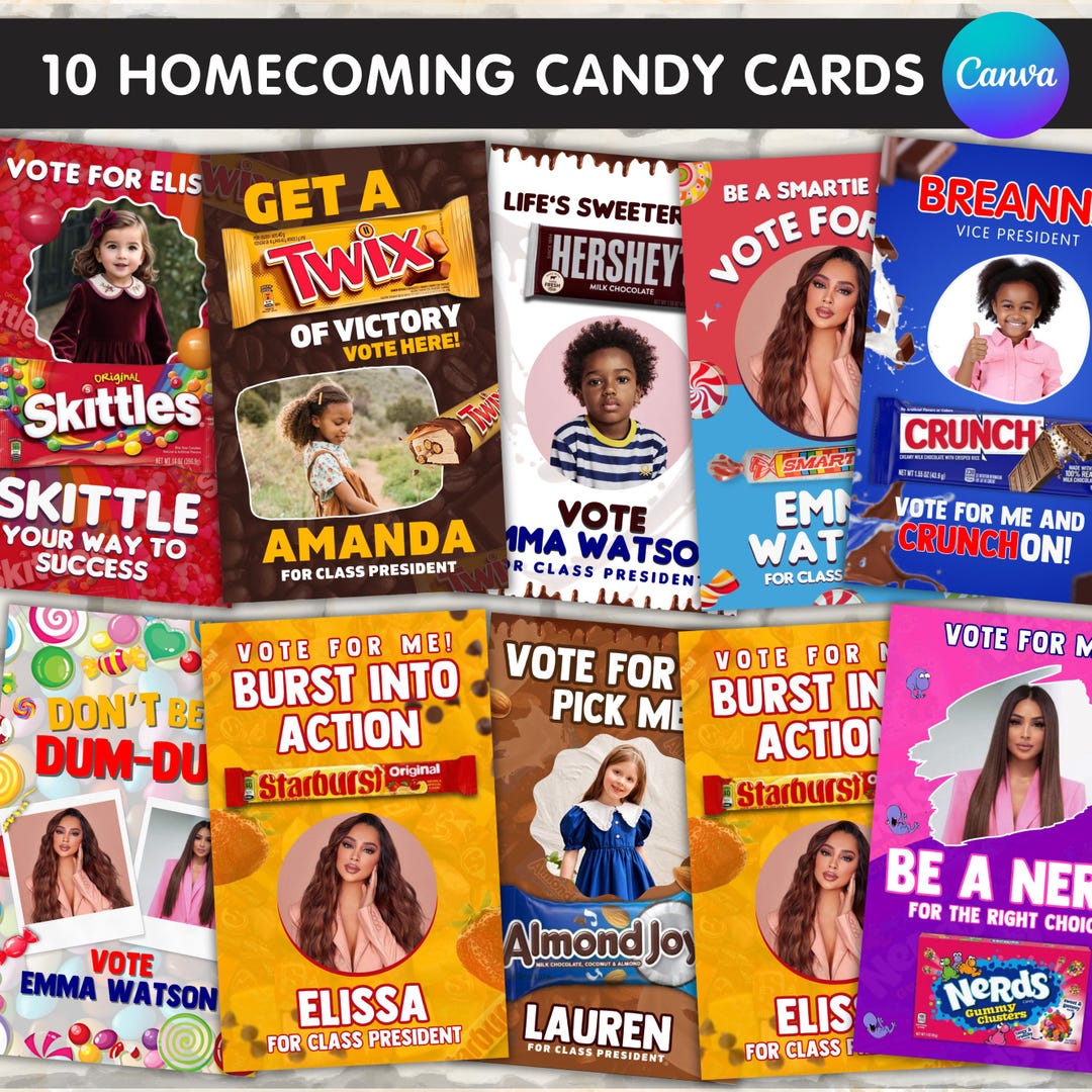 10 Homecoming Candy Card, Don't Be DUM DUM Vote for Me, Be a Smartie ...