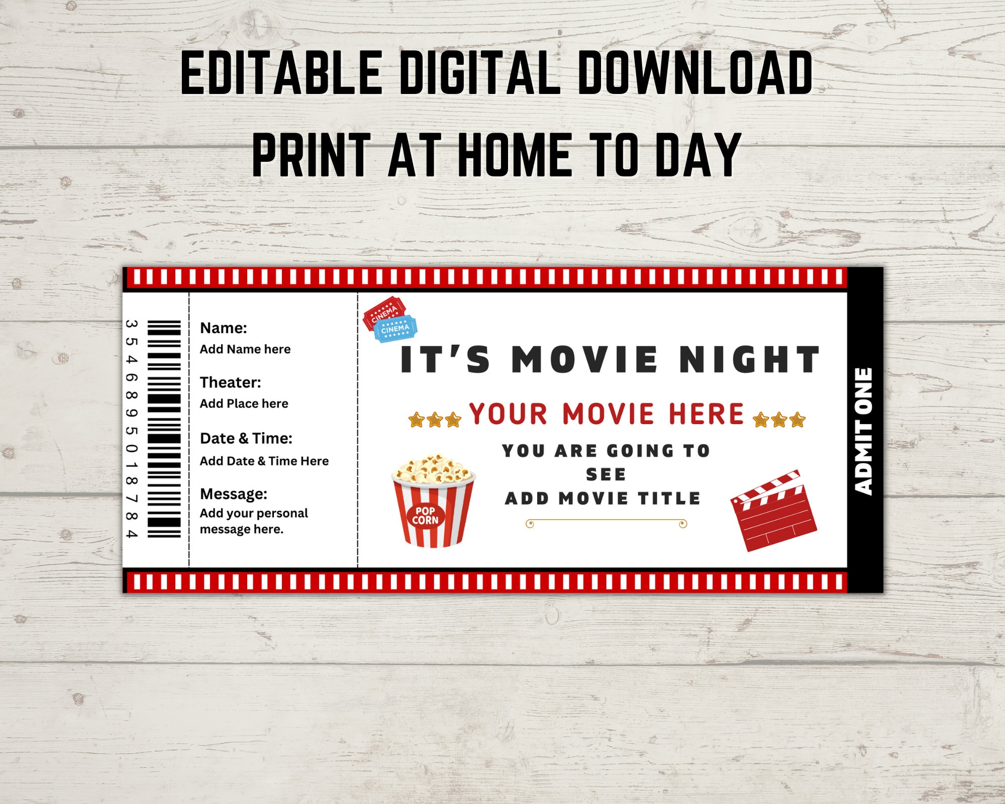 Editable Movie Ticket Birthday Invitation Movie Party Ticket - Etsy